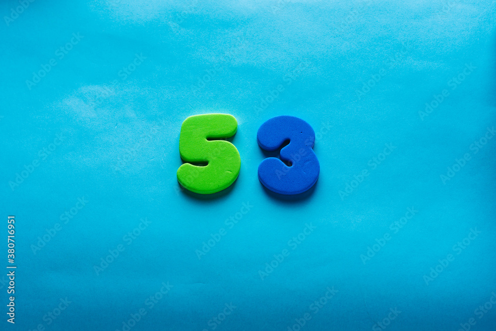 53 years old celebrating classic logo. Colored happy anniversary 53 th ...