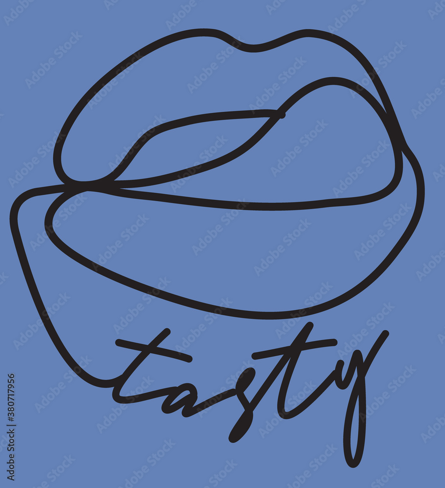 Artistic Hand Drawn Lips Illustrations with Tasty Word Artwork For ...