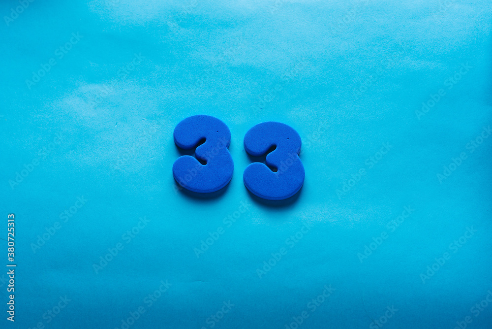 33 years old celebrating classic logo. Colored happy anniversary 33 th ...