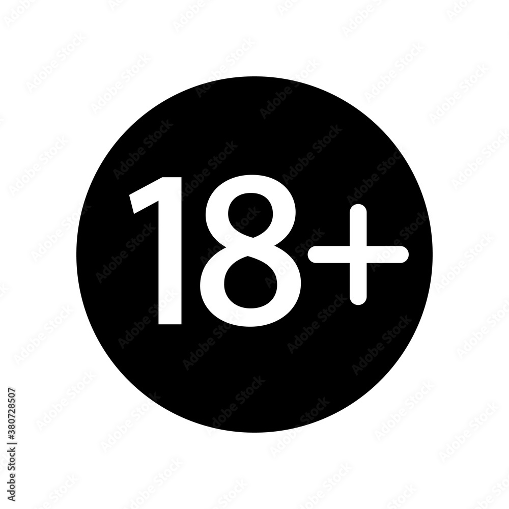 Icono de mayores de 18 años para películas. Vector aislado en fondo ...