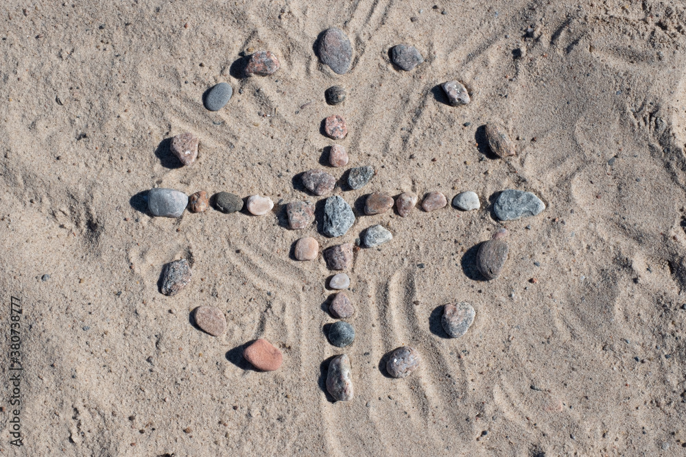 Medicine wheel. Native American circle stone pattern with spokes to ...