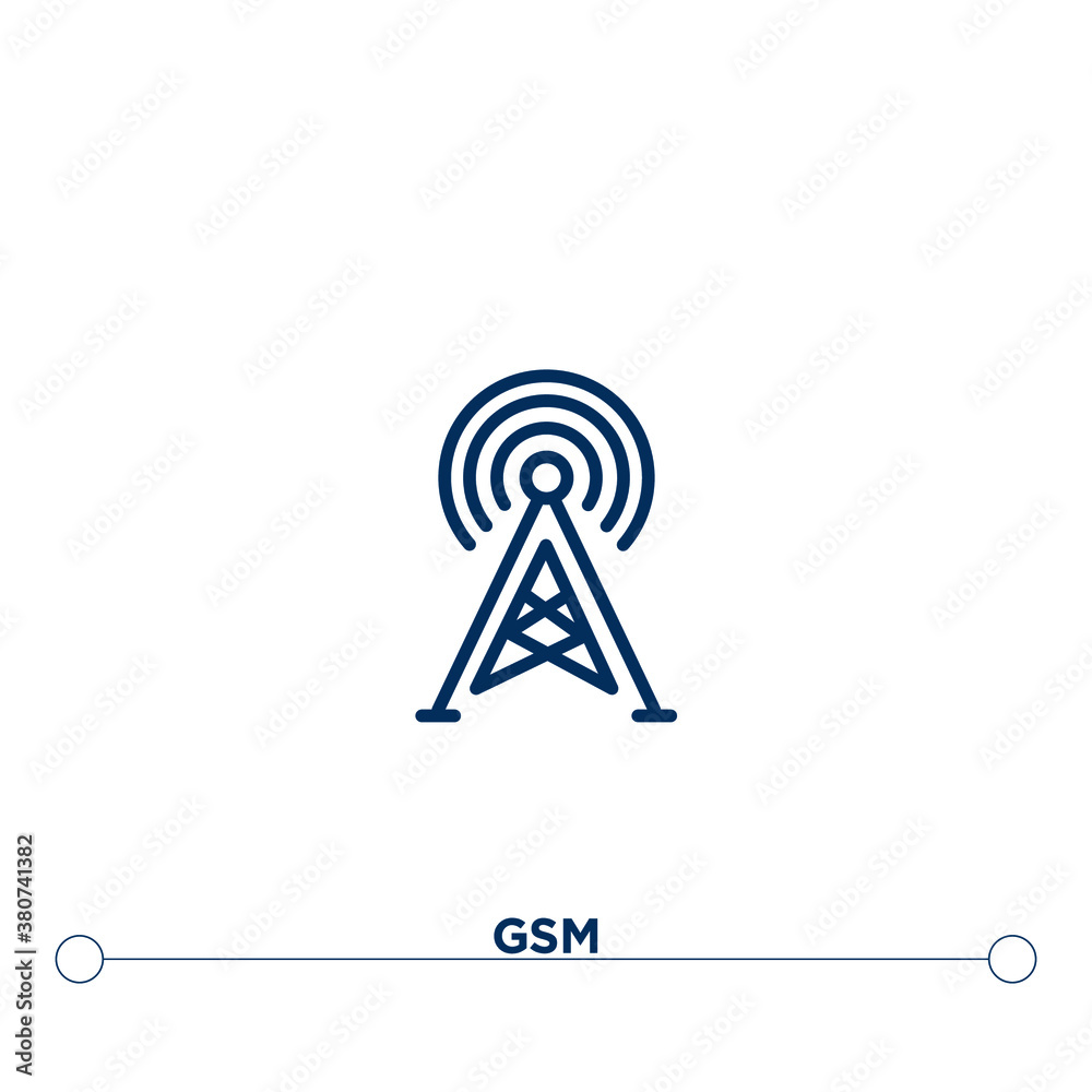 gsm outline vector icon. thin line black gsm icon. flat vector simple ...