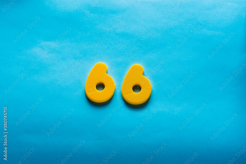 66 years old celebrating classic logo. Colored happy anniversary 66 th ...