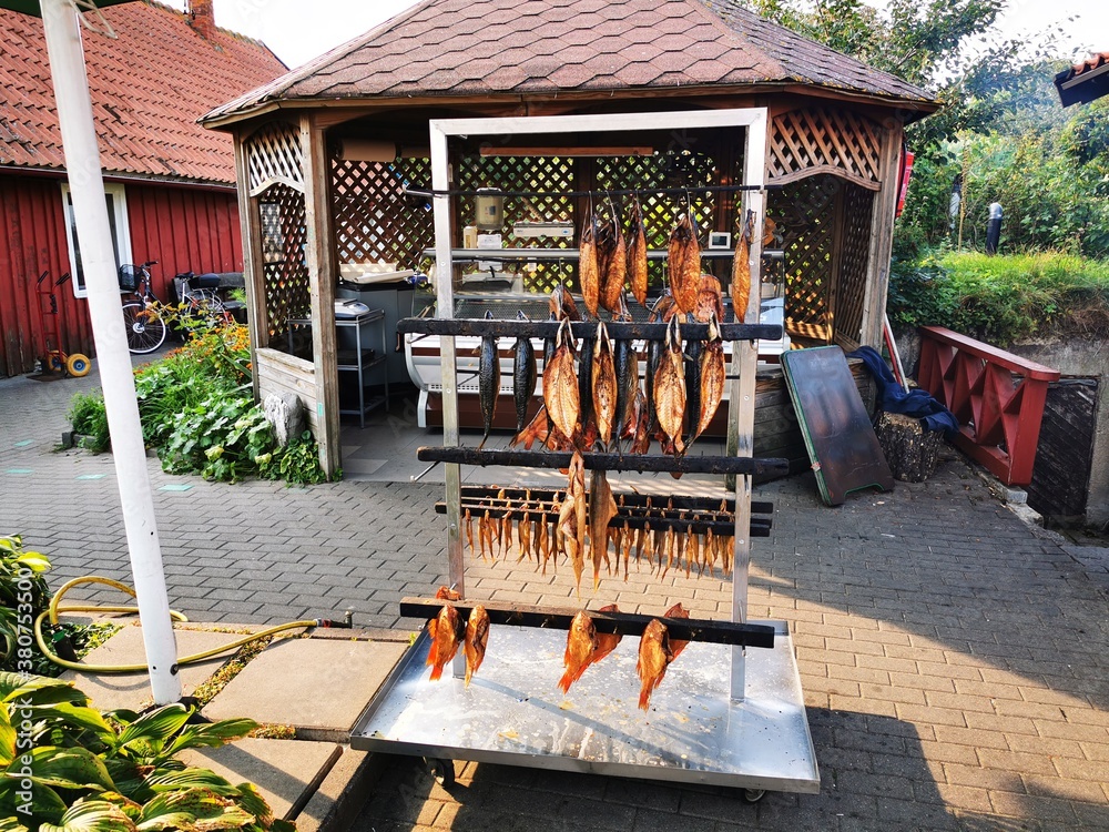 Freshly caught sea fish smoker in Nida, Lithuania. Stock Photo | Adobe ...