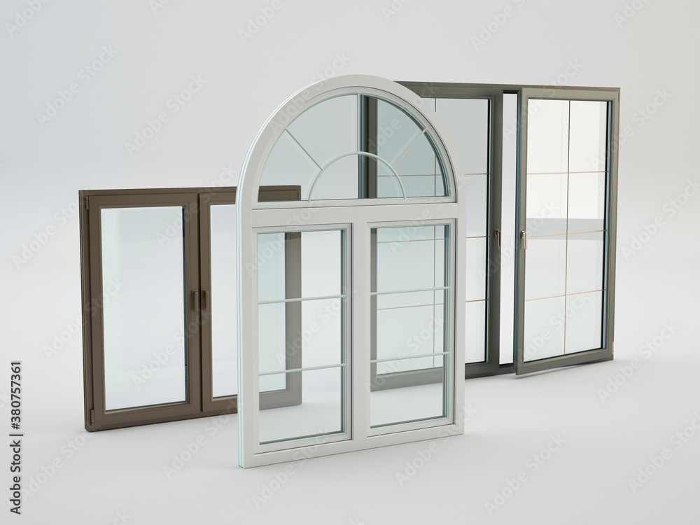 Windows collection on white background, 3d illustration Stock ...