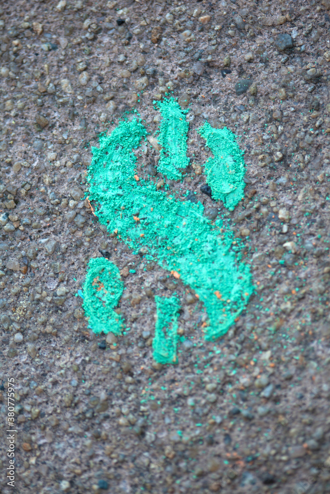Colored stenciled chalk dollar signs on the pavement - sidewalk chalk ...