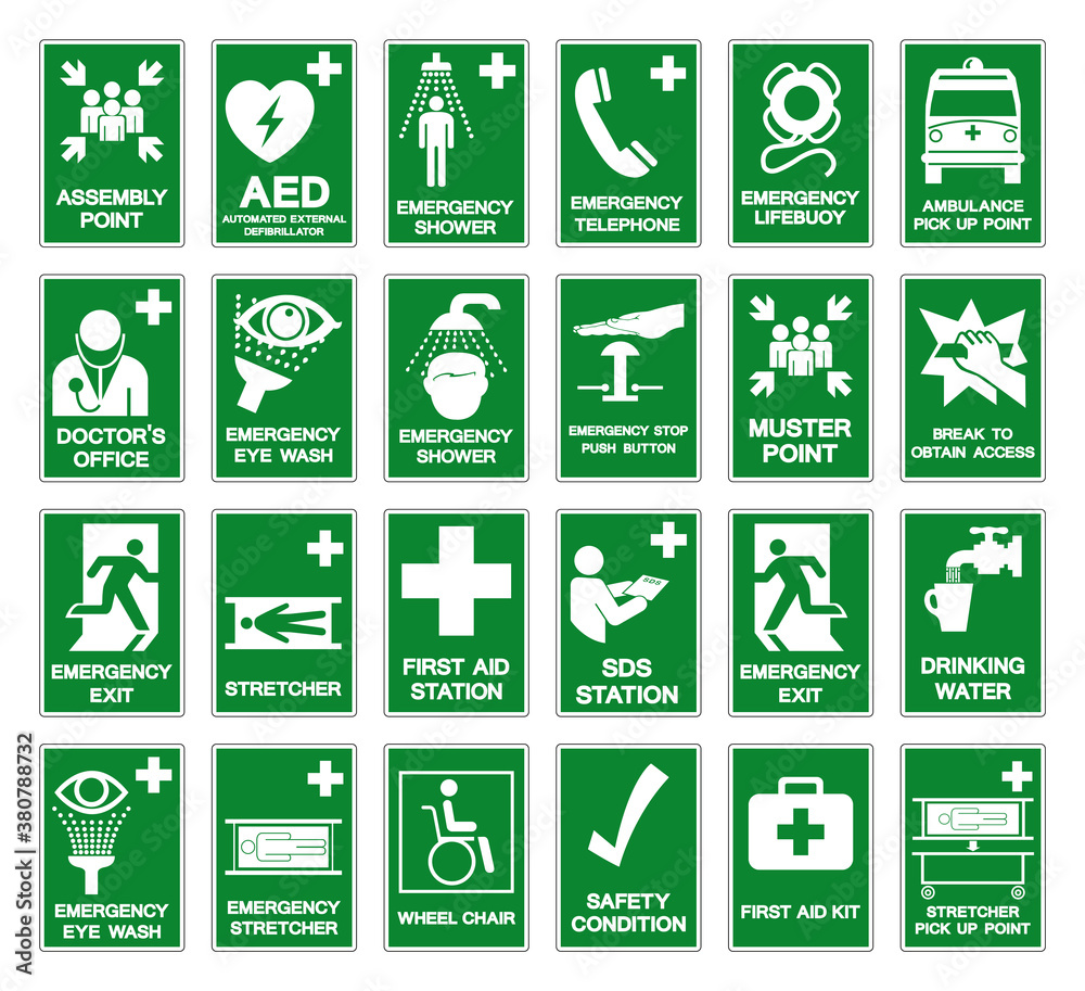 Set Of Safety Condition Collection Symbol Sign, Vector Illustration ...