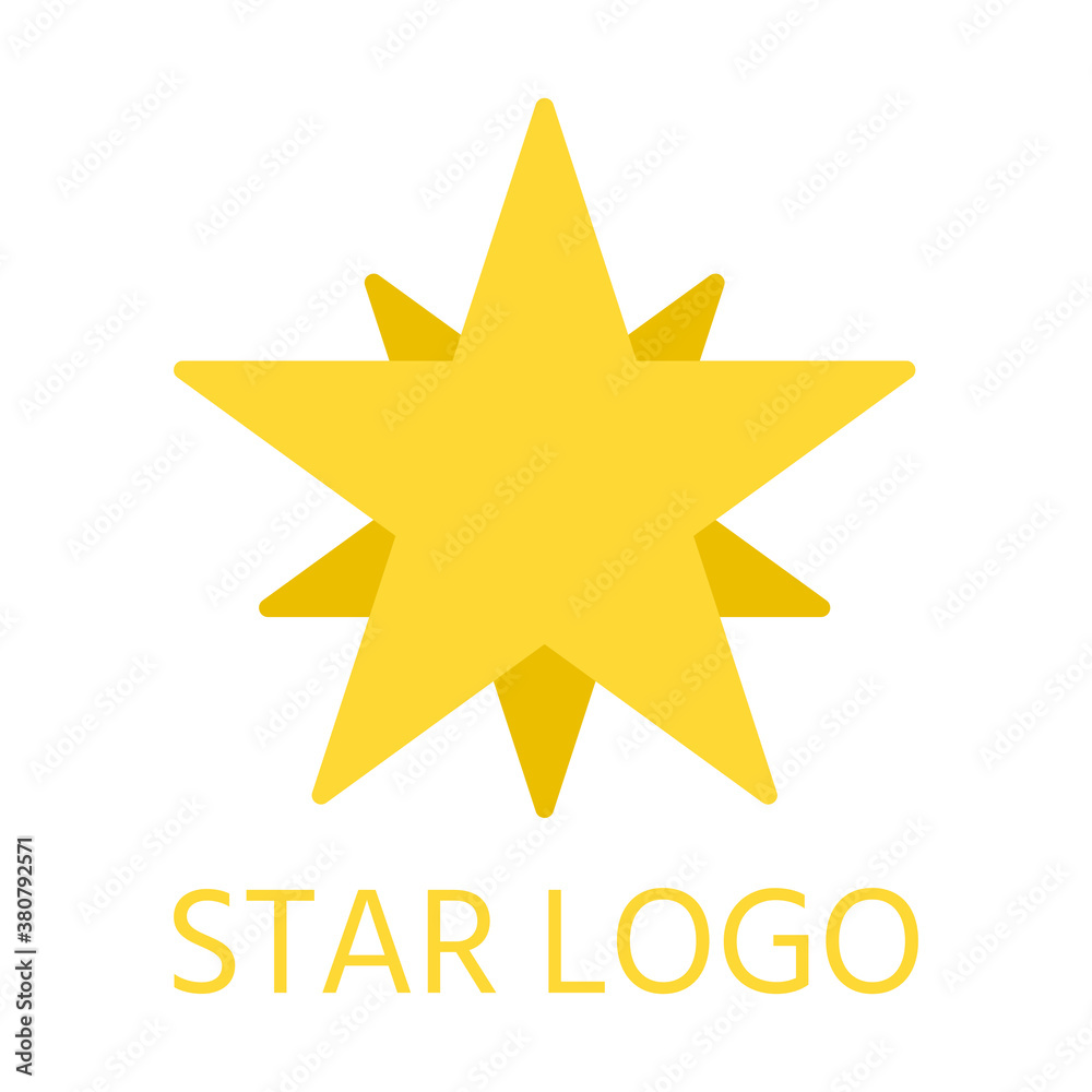 Cartoon flat abstract yellow star, closeup logo template. Star shape ...