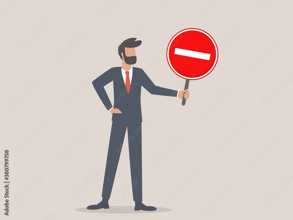 Businessman holding stop sign cartoon vector illustration Stock Vector ...
