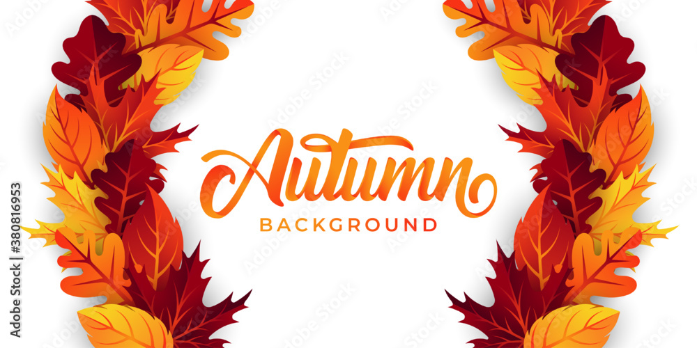 Autumn background vector with decorative leaves. Autumn fall Vector ...