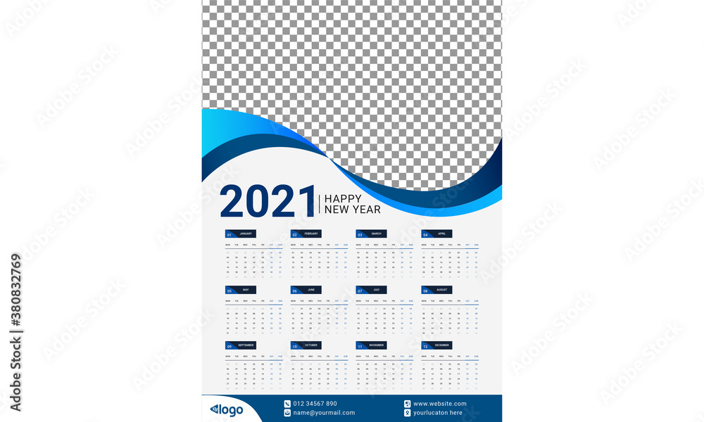 2020 vertical Wall calendar template, Wall calendar template design ...