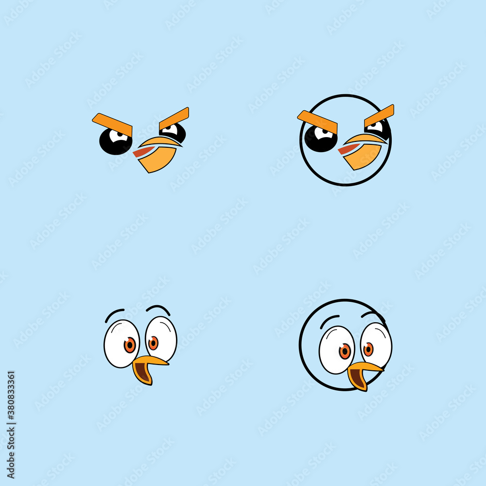 cartoon birdies face emoticon design Stock Vector | Adobe Stock