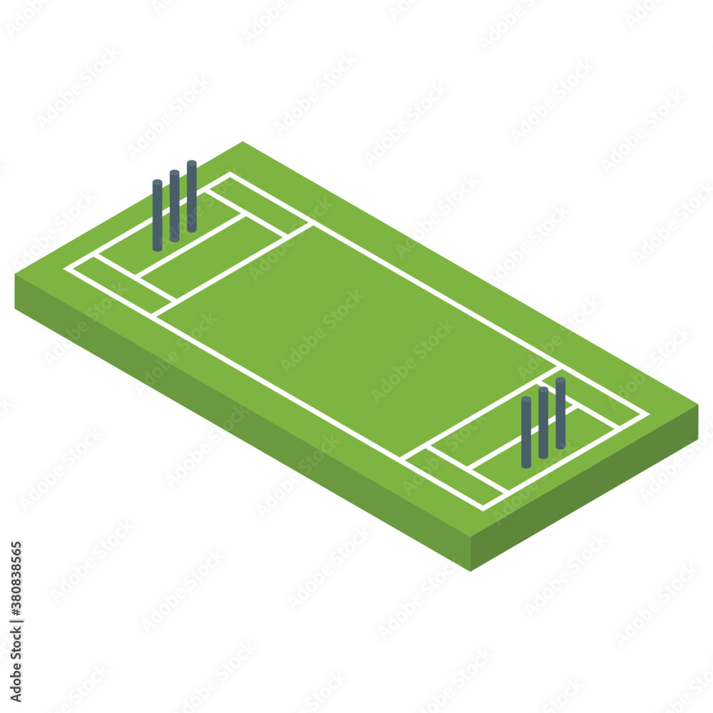 Isometric vector of cricket pitch icon Stock Vector | Adobe Stock