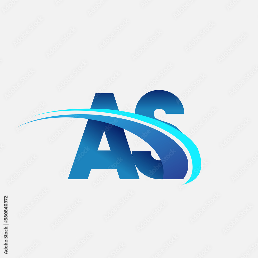 initial letter AS logotype company name colored blue and swoosh design ...