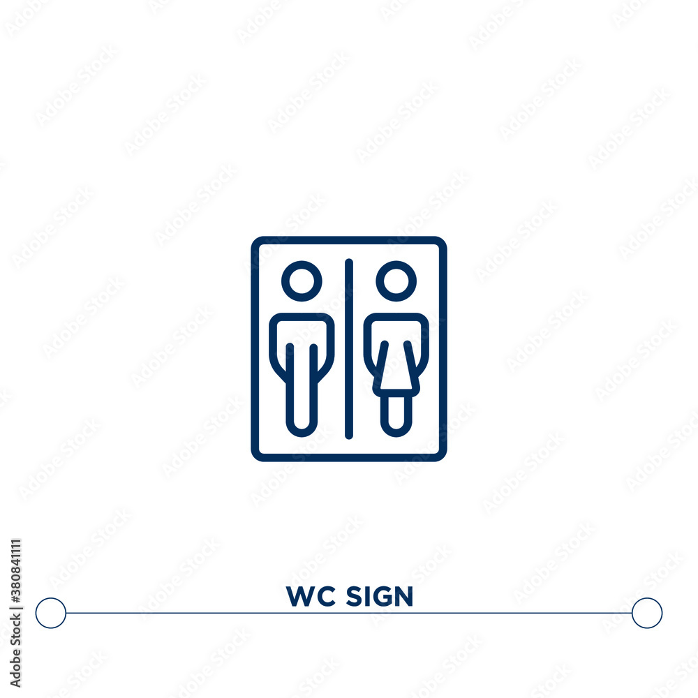 wc sign outline vector icon. simple element illustration. wc sign ...