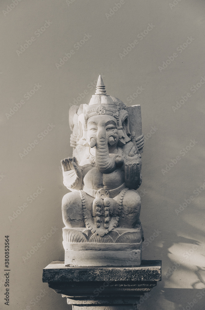 Holy Hindu elephant Ganesha statue in a sacred temple in Bali ...