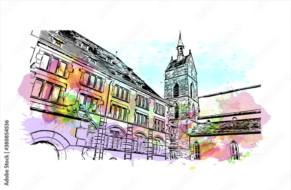 Building view with landmark of Basel is a city on the Rhine River in ...