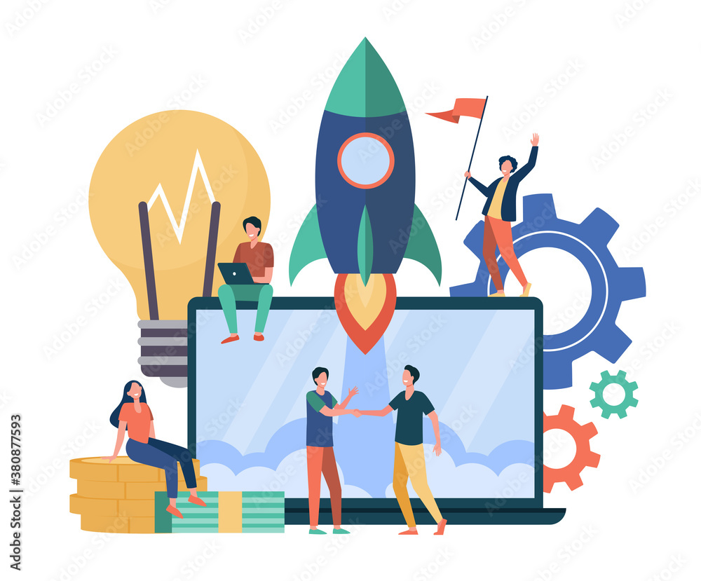 Startup project concept. Business team working on new idea, launching ...
