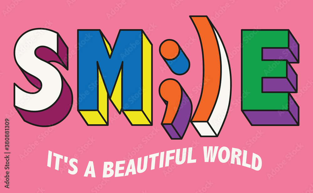 Smile Word with Colorful Letters Artwork for Apparel and Other Uses ...