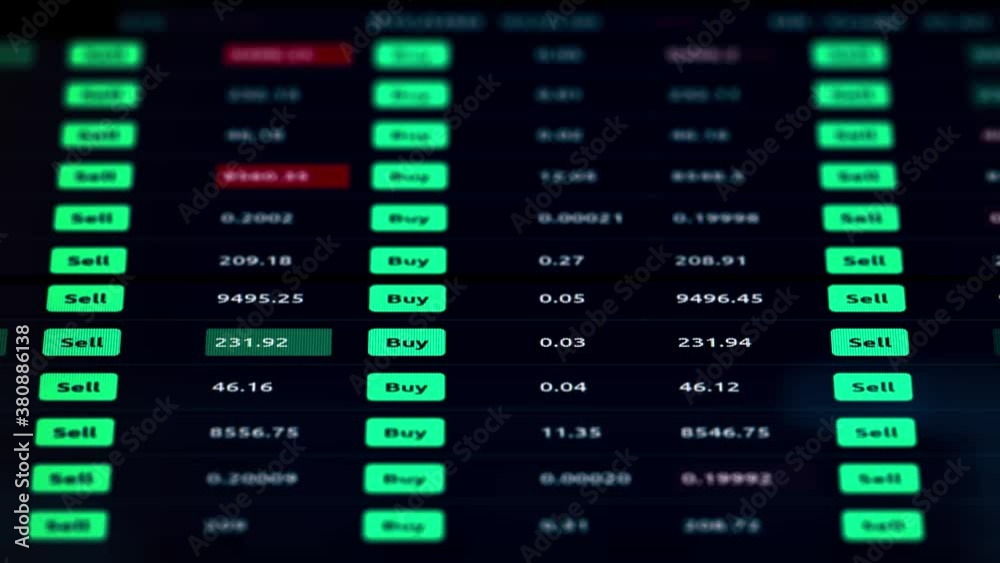 Stock exchange numbers. Stock market ticker board with prices. Change ...