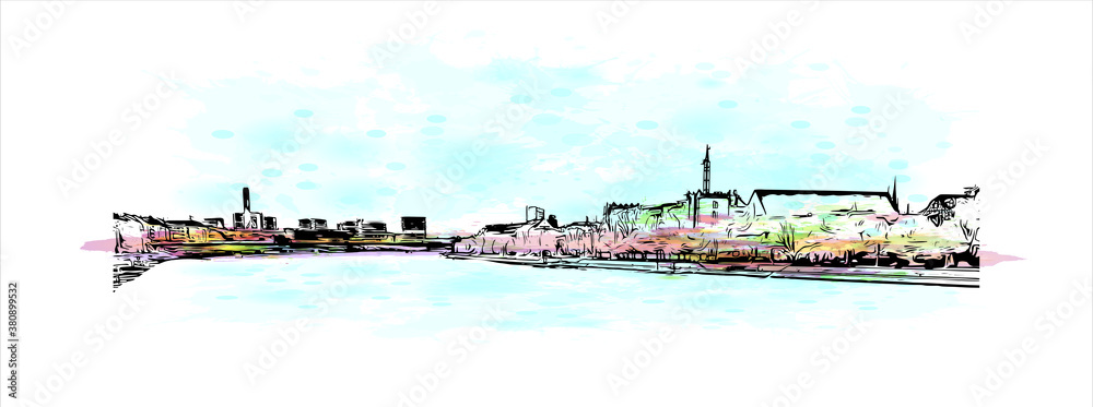 Building view with landmark of Basel is a city on the Rhine River in ...