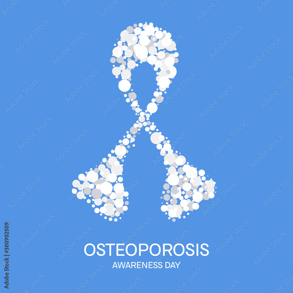 White ribbon made of dots on blue background. Osteoporosis awareness ...