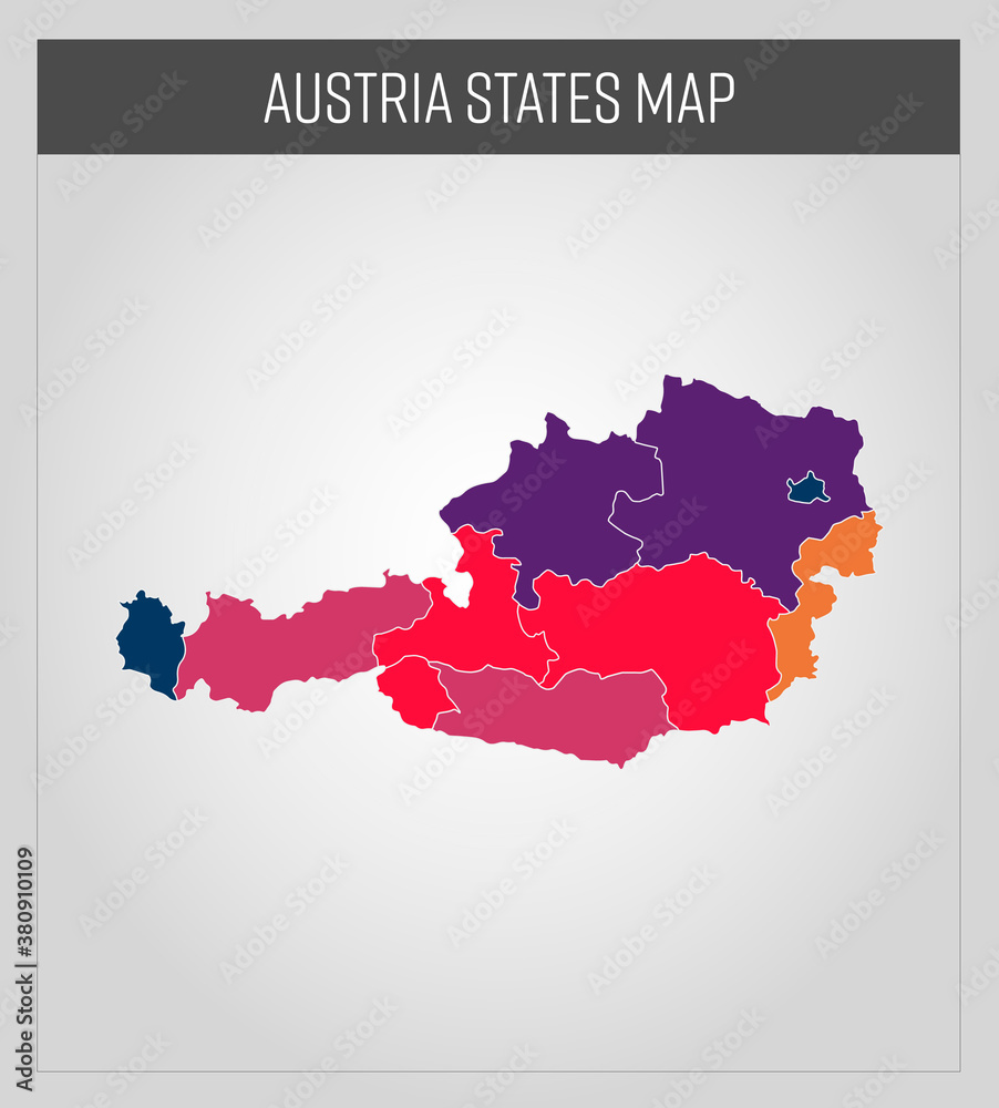 Austria map, colorful map in vector Stock Vector | Adobe Stock