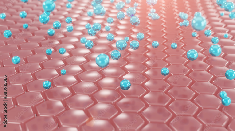 serum and vitamin drop on skin cell. serum through the skin layer and ...