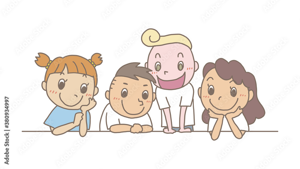 kids_desk_drawing_with_outline02 Stock Vector | Adobe Stock