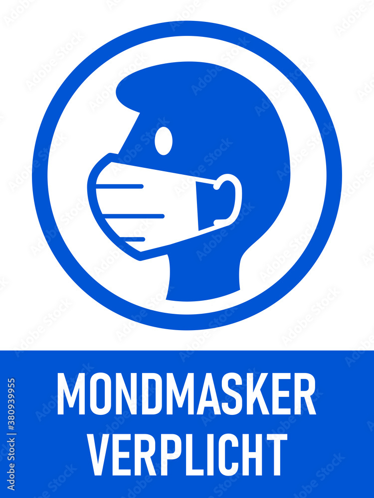 Mondmasker Verplicht ("Face Masks Required" in Dutch) Vertical ...