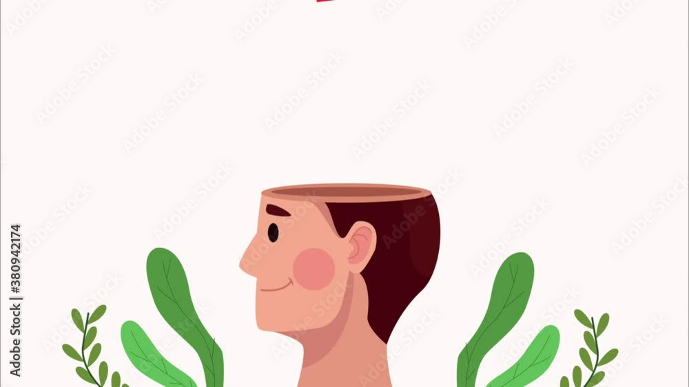 mental health animation with profile human and puzzle piece Stock Video ...