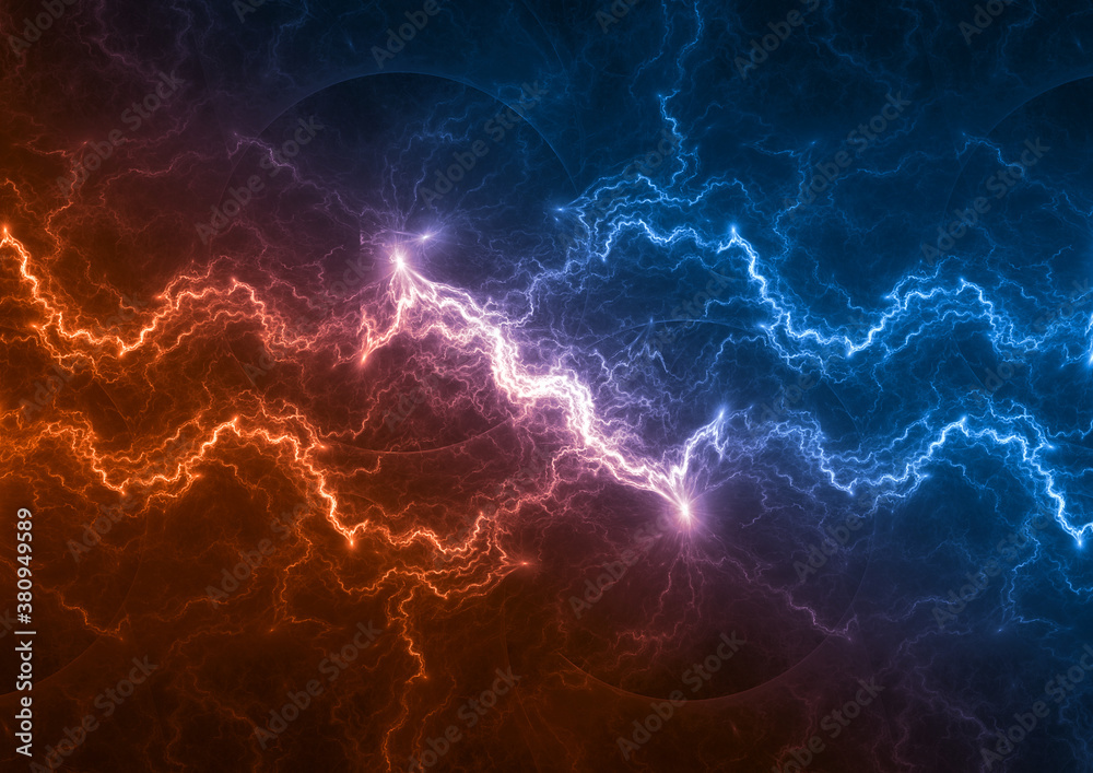 Blue and orange plasma lightning background Stock Illustration | Adobe Stock