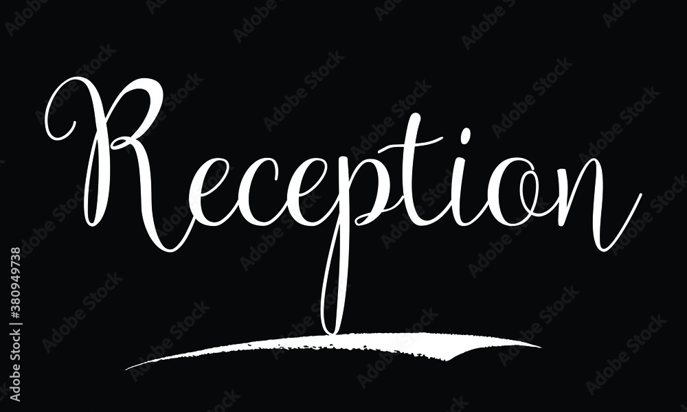 Reception Typography White Color Text on Black Background Stock Vector ...