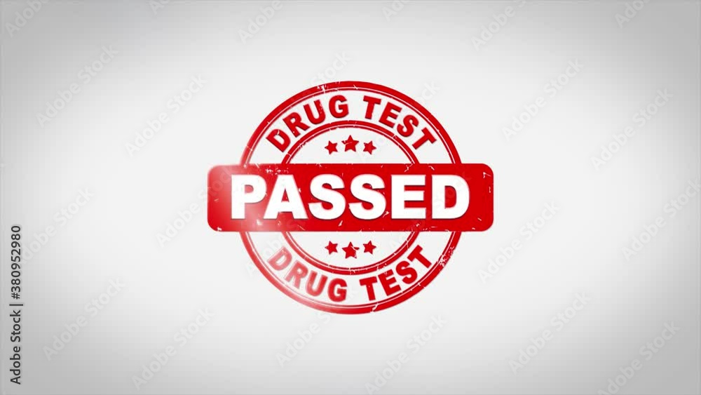DRUG TEST Passed Signed Stamping Text Wooden Stamp Animation. Red Ink ...