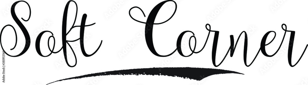 Soft Corner Cursive calligraphy Black Color Text On White Background ...