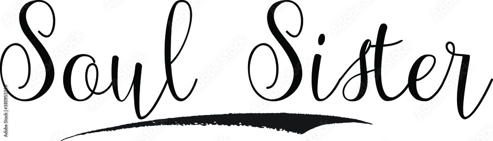 Soul Sister Cursive calligraphy Black Color Text On White Background ...