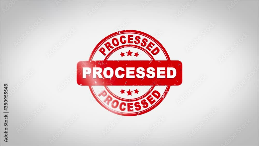 Processed Signed Stamping Text Wooden Stamp Animation. Red Ink on Clean ...