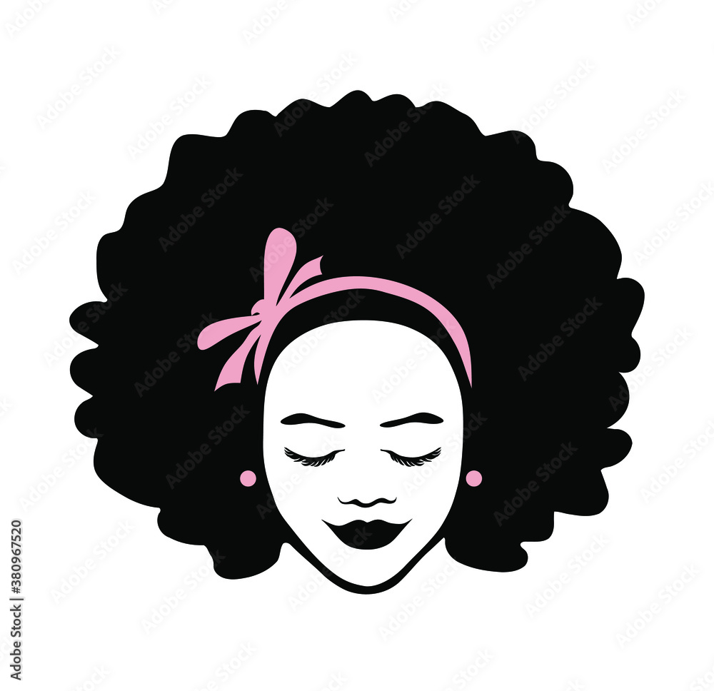 Black African American girl woman beautiful lady head face vector ...