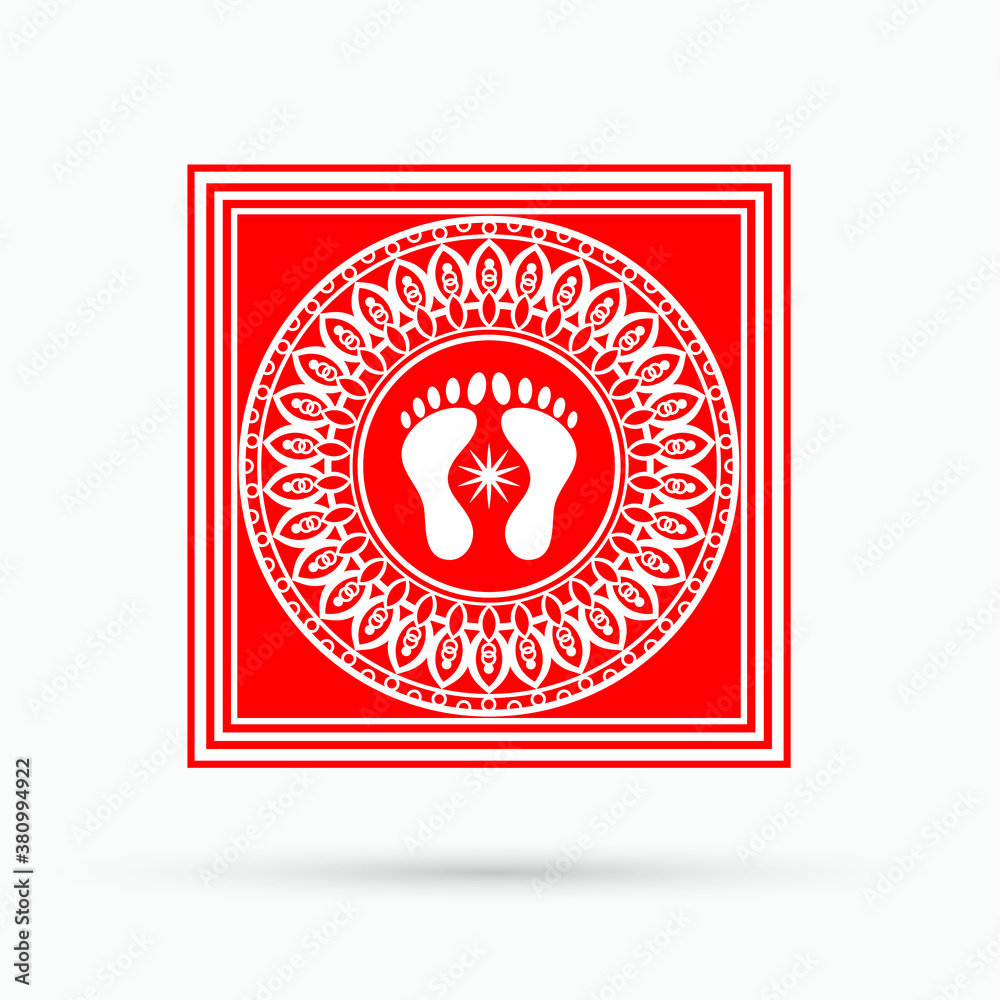 Maa laxmi footprint graphic with mandala pattern Design, rangoli ...