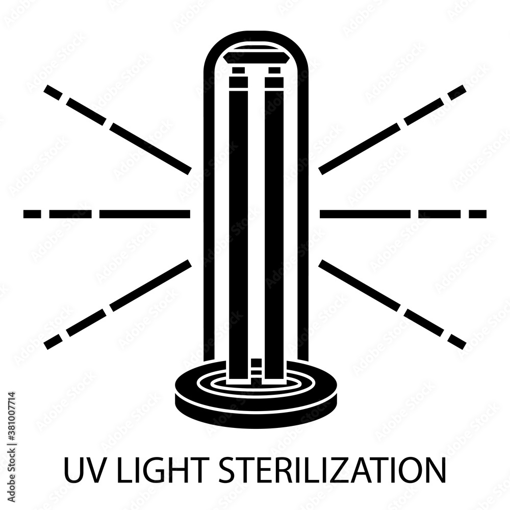 UV light disinfection glyph icon. Ultraviolet light sterilization of ...