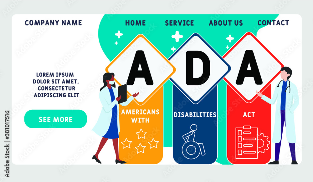 Vector website design template . ADA - Americans with Disabilities Act ...