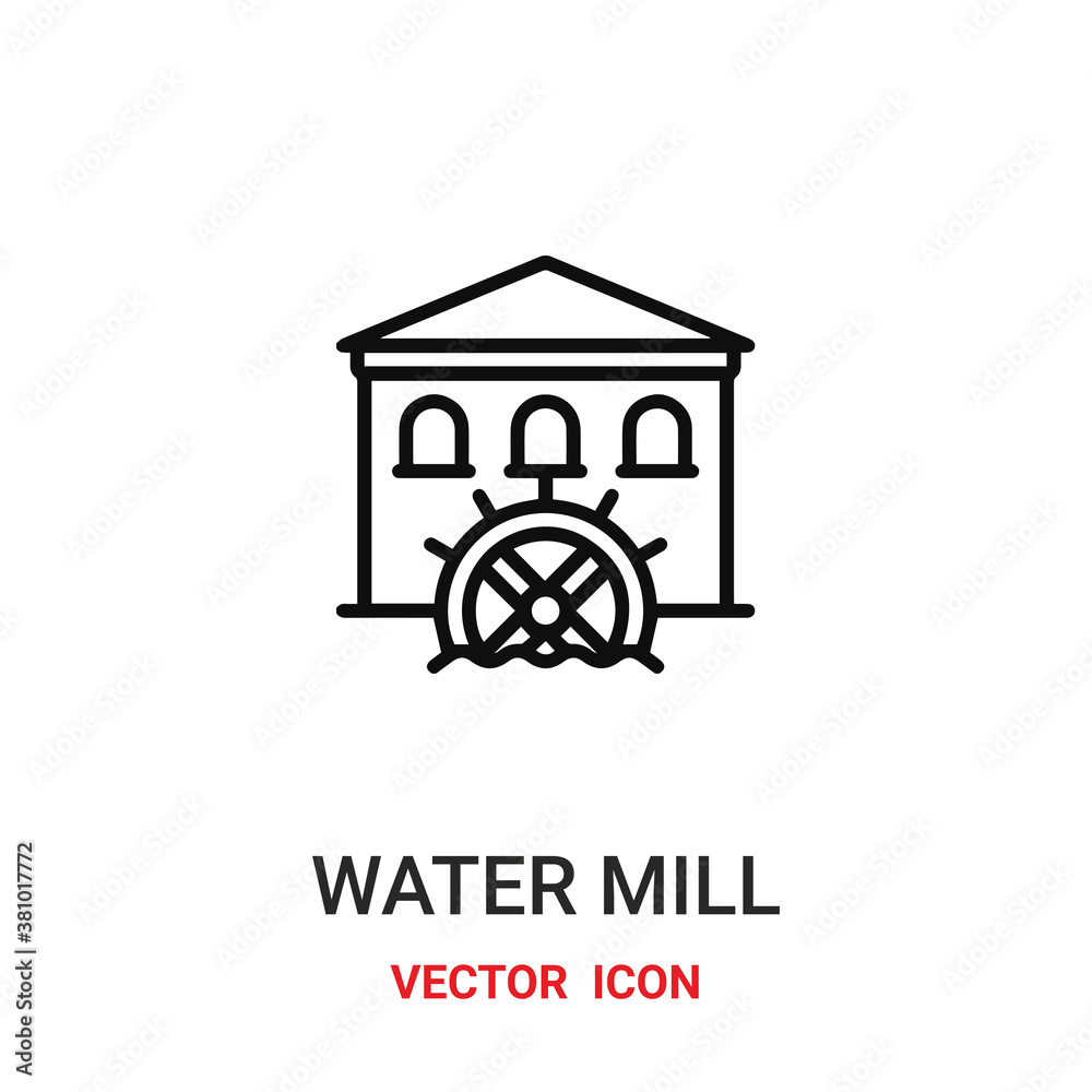 Water mill vector icon. Modern, simple flat vector illustration for ...