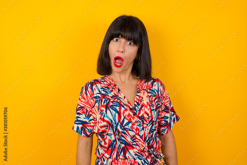 Expressive facial expressions. Shocked stupefied female, keeps jaw ...