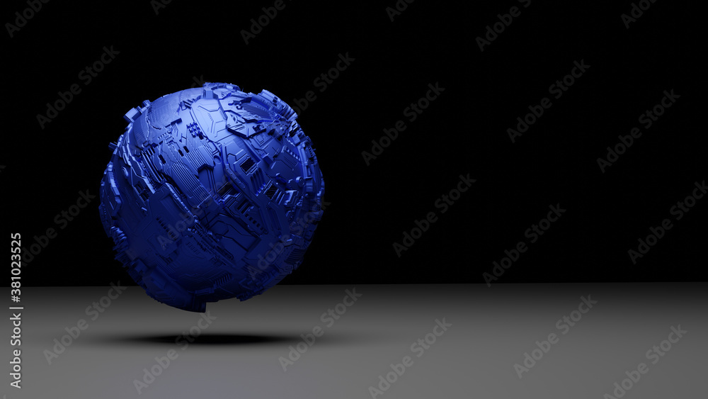 Blue futuristic 3d sphere. Abstract technology background Stock ...
