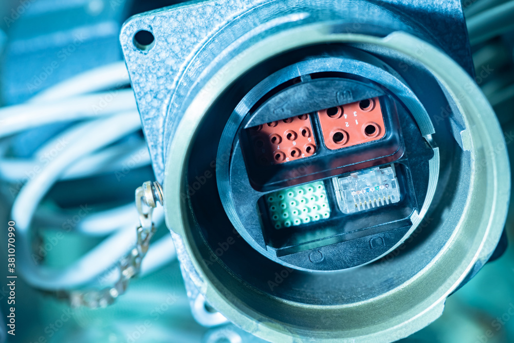 Industrial connector close-up. Connector for connecting to industrial ...