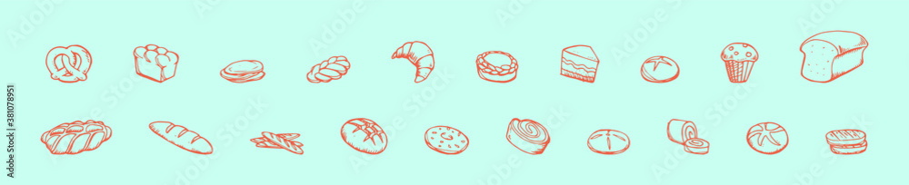 set of challah bread cartoon icon design template with various models ...