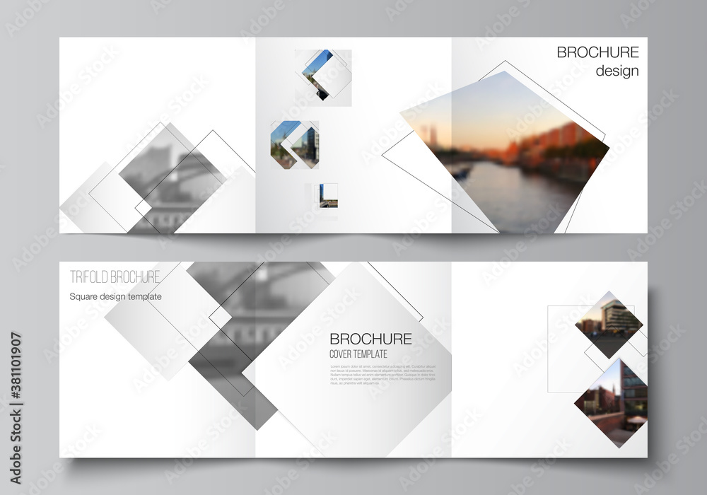 Vector layout of square format covers design templates with geometric ...