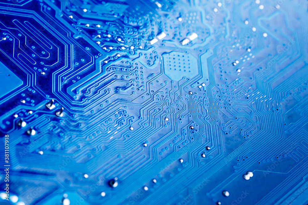blue circuit board background of computer motherboard,Electronic ...