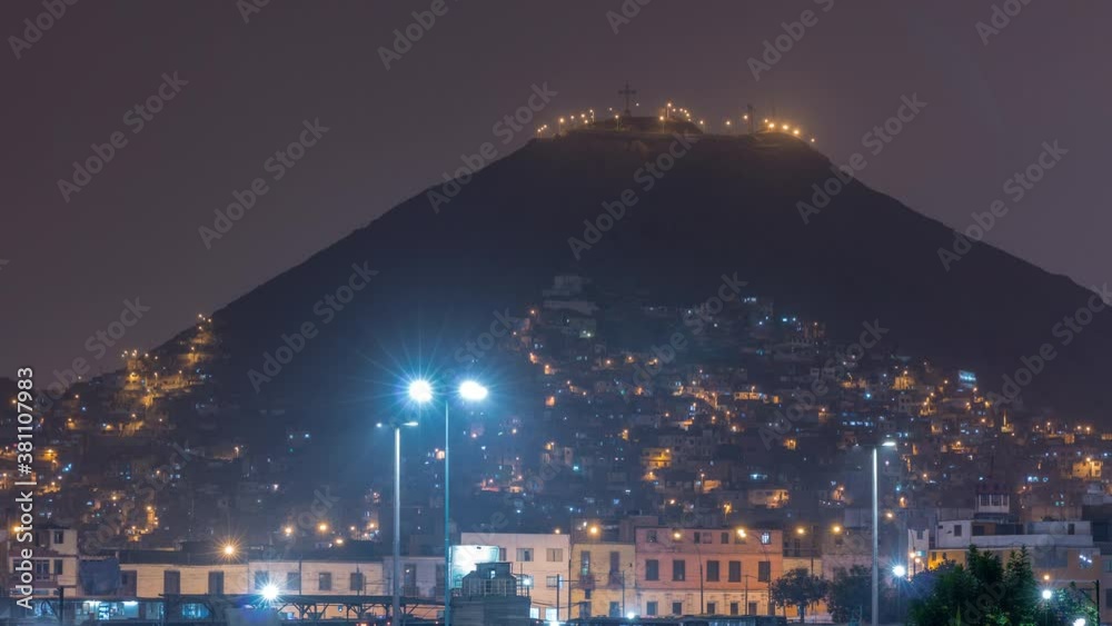 Slums on the slope of hill San Cristobal on the northern side of the ...