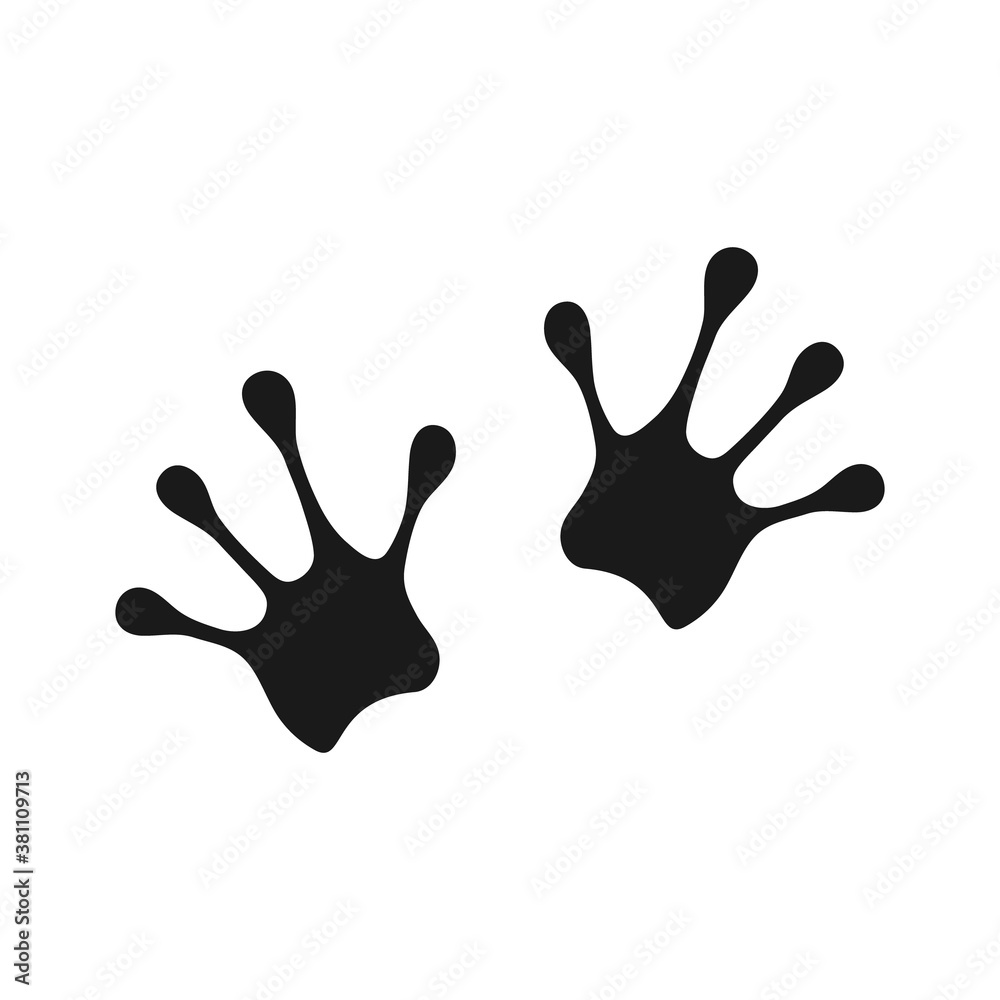 Frog footprint black icon. Handmade animal foot symbol. Vector ...
